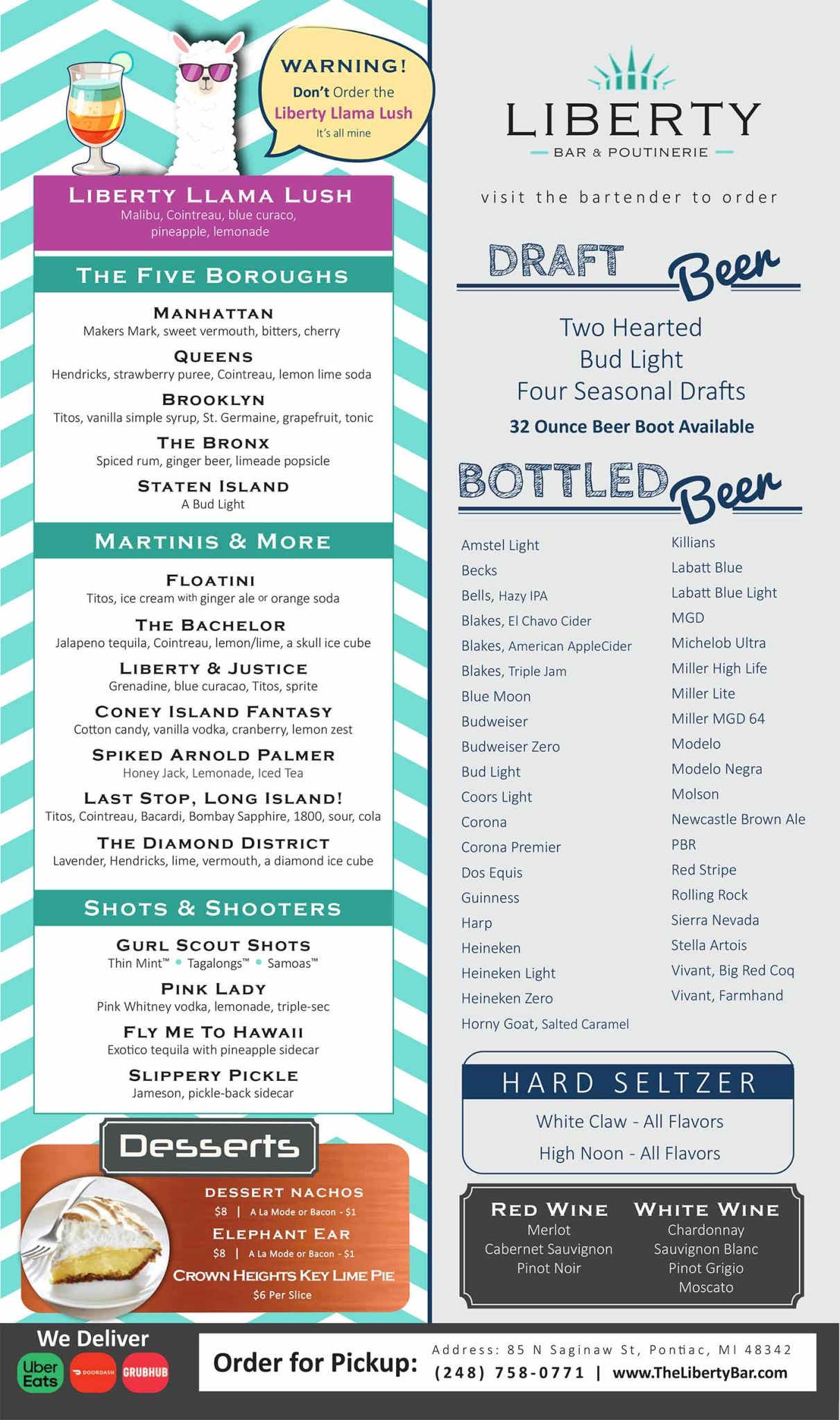 Menus – Liberty Bar & Poutinerie